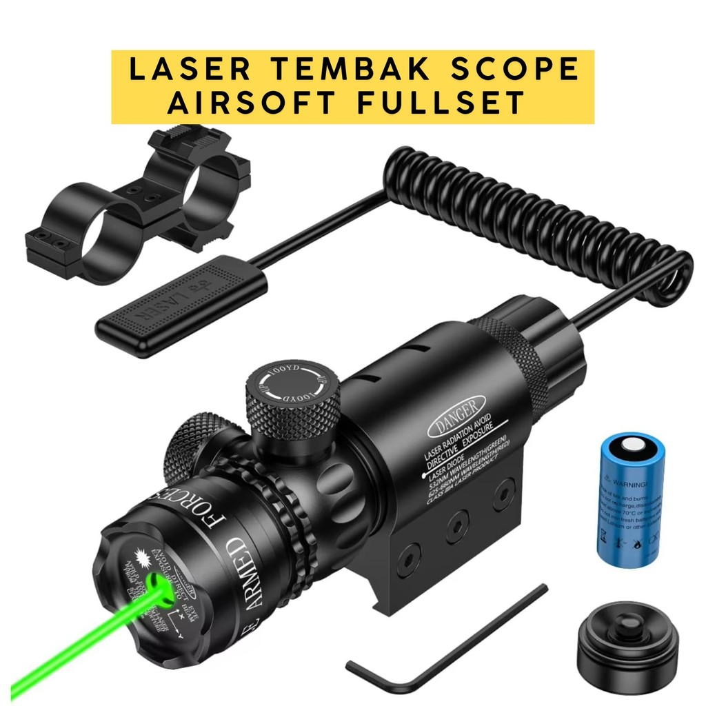 Jual Laser Tembak Scope Airsoft Fullset Sniper Target Pointer Hijau ...