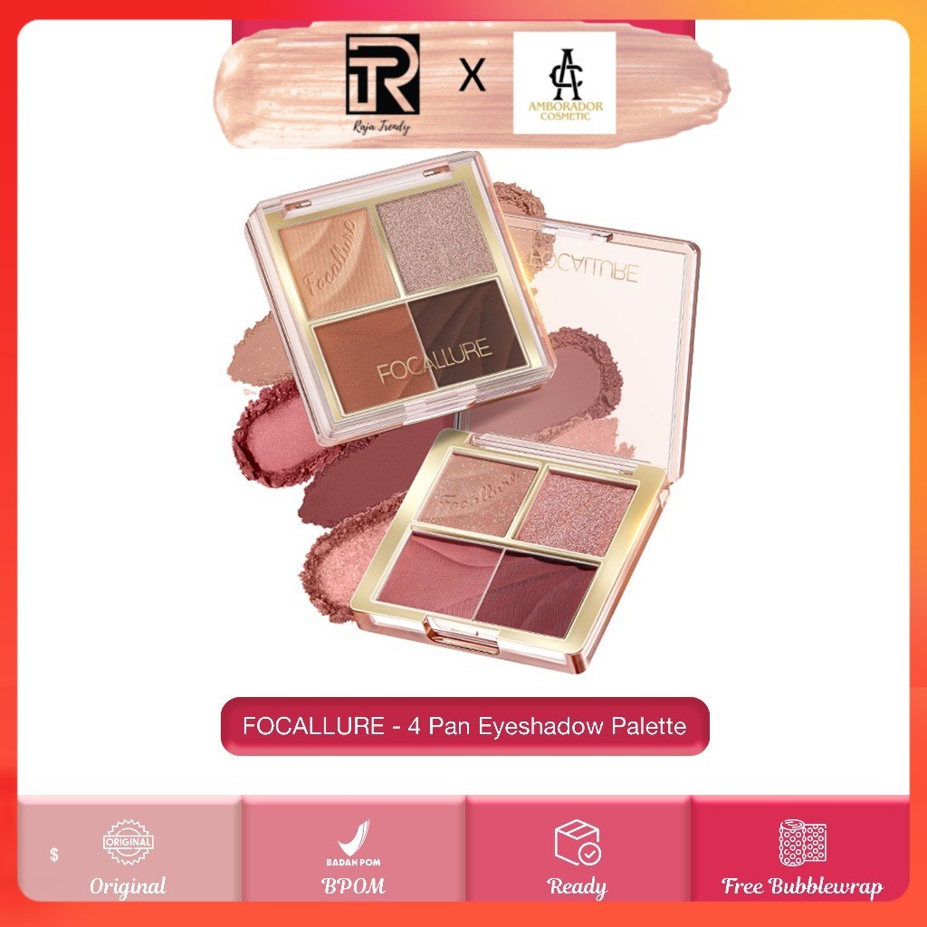 Jual FOCALLURE - 4 PAN EYESHADOW PALETTE ( FA-314 ) - #AmberGold Multi ...