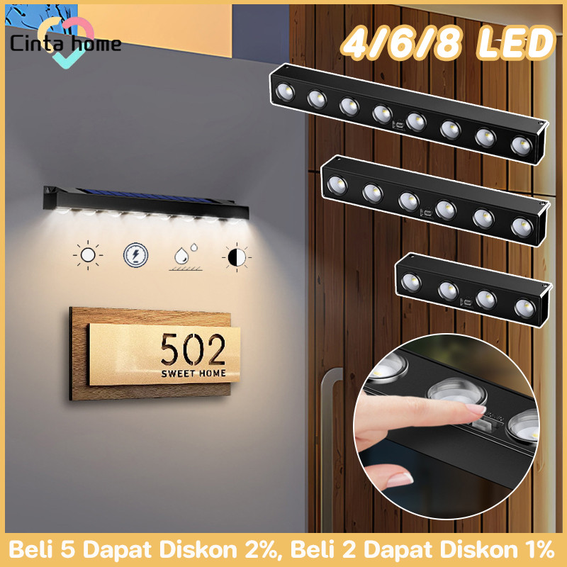 Jual 4/6/8 LED Solar Induction Wall Light Lampu Hias Taman Surya Tahan Air Lampu Lanskap ...
