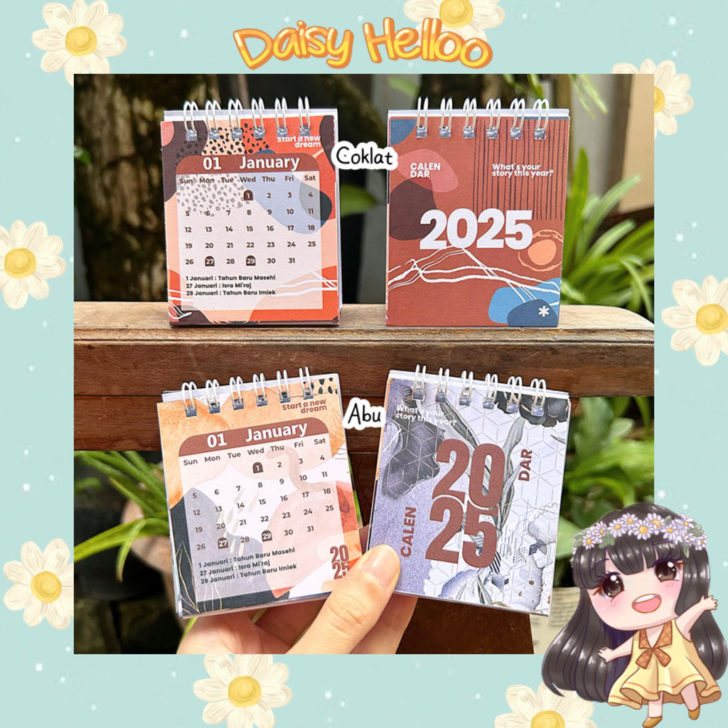 Jual Kalender Meja Mini Unyu 2025 Karakter Earth Aesthetic Calender New ...