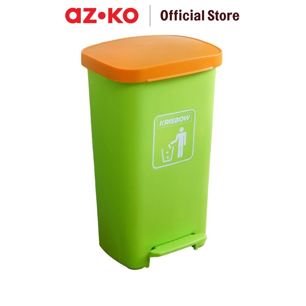 Jual AZKO Krisbow 50 ltr Tempat Sampah Plastik Pedal - Hijau Oranye Tong Sampah Wadah Pembuangan ...