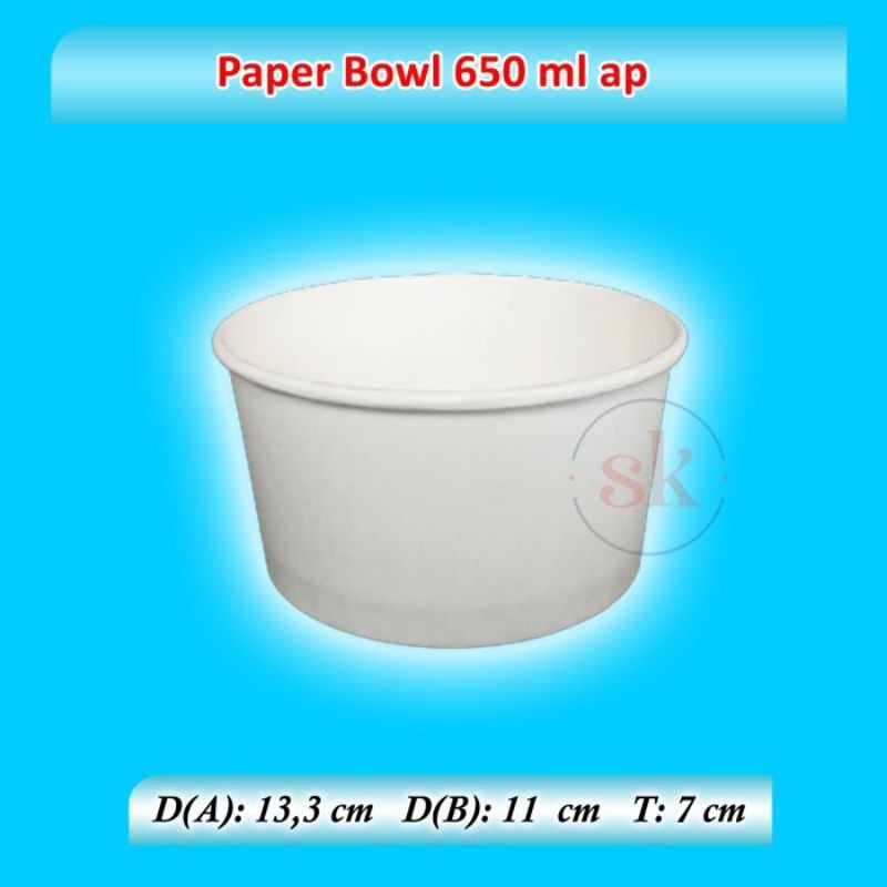 Jual PAPER BOWL / MANGKOK KERTAS 650 ML, 22 OZ HARGA YANG TERTERA ...