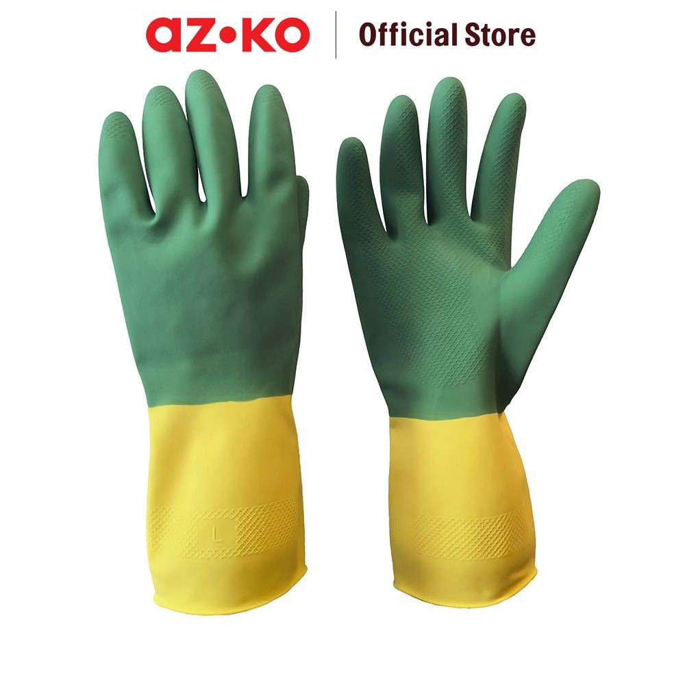 Jual AZKO Proclean Ukuran L Sarung Tangan Panjang Latex - Hijau/Kuning ...