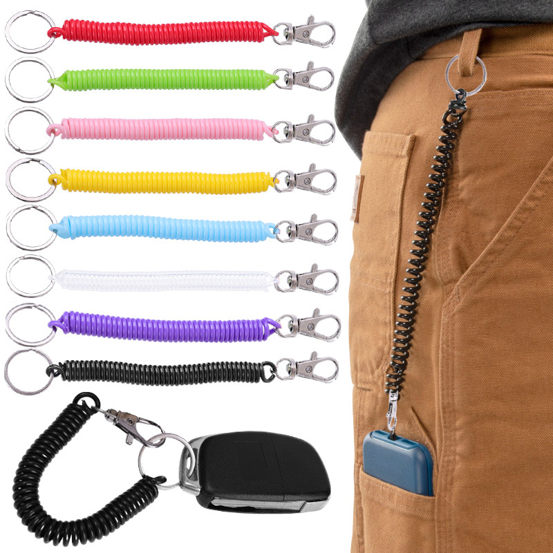 Jual Elastic Spring Straps Key Chain Clip Anti-theft Lanyard Adjustable ...