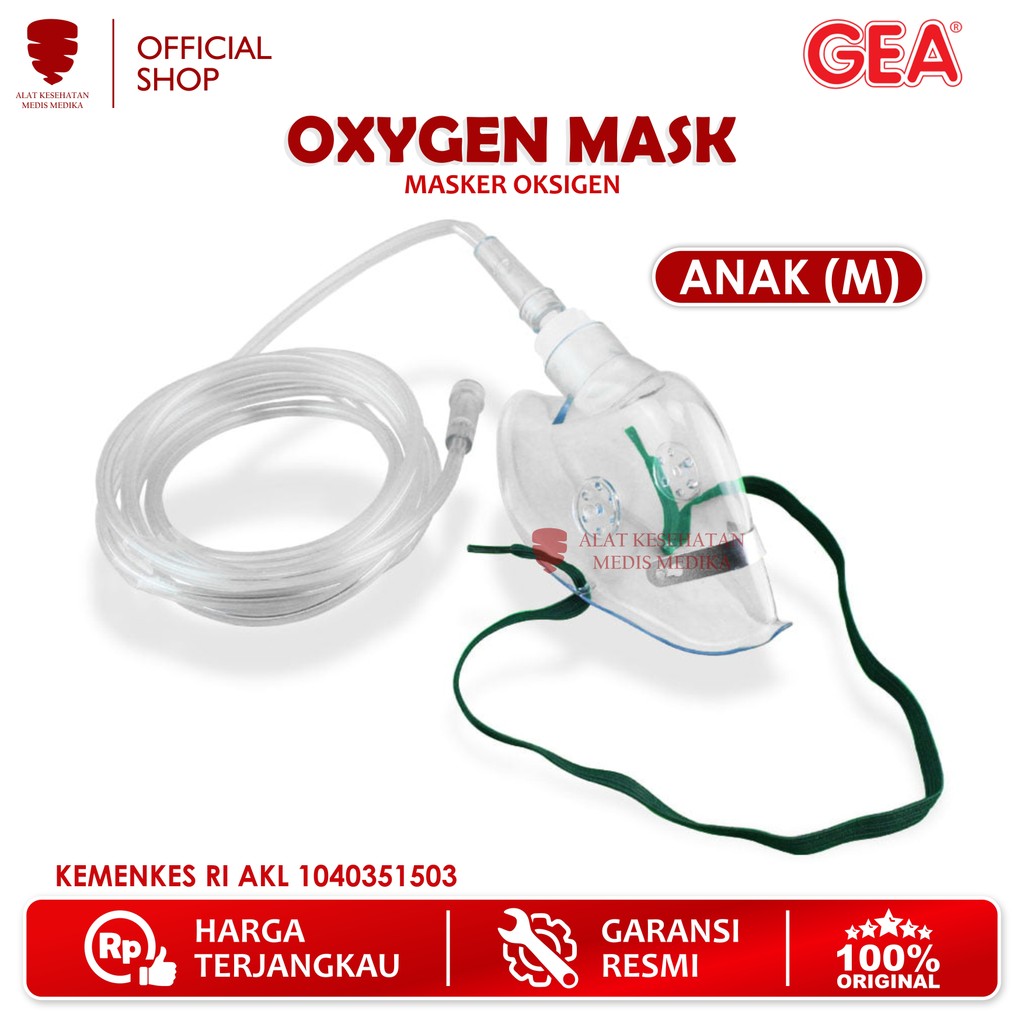 Jual GEA Oxygen Mask Child Masker Oksigen Anak Selang Penapasan Nasal ...