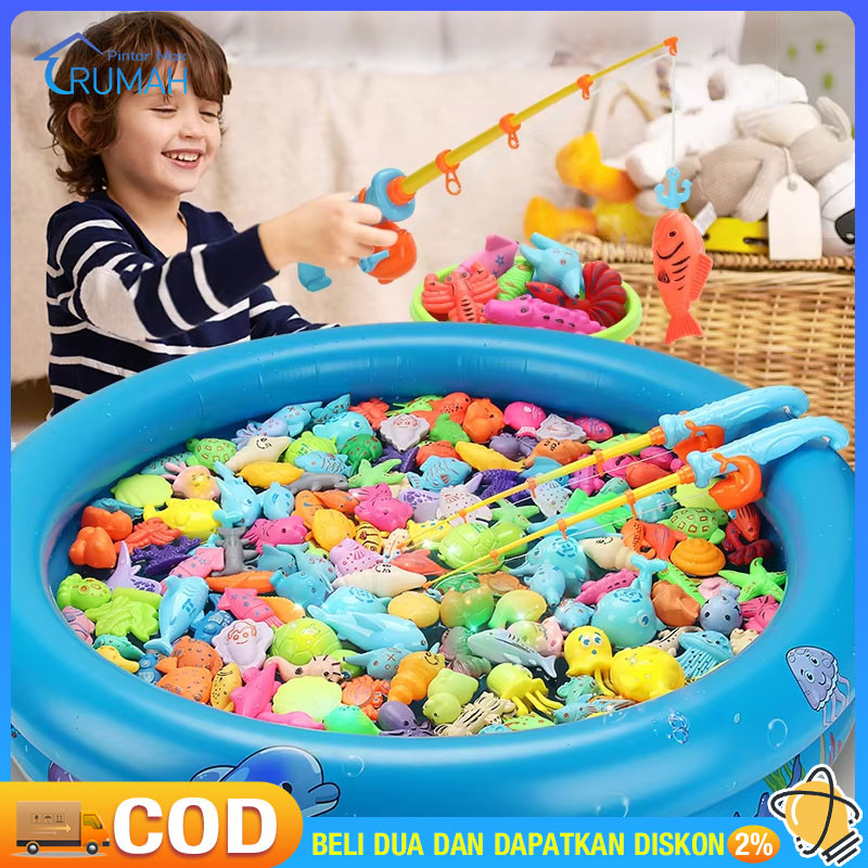Jual Mainan Pancing Ikan 50/66PCS + Kolam Pancingan Magnet Anak / Anak ...