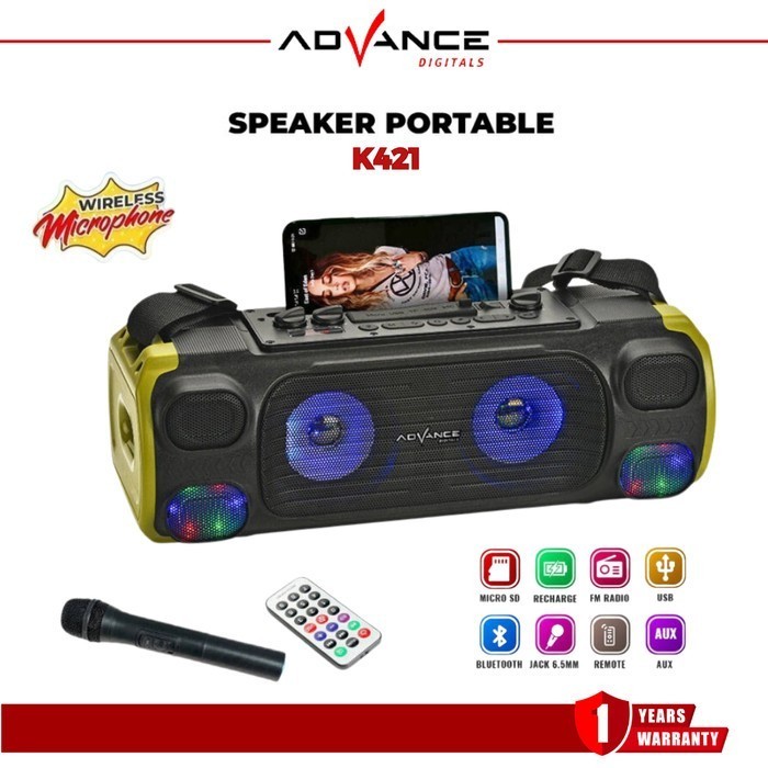 Jual Advance K421 Speaker Bluetooth Portable 4 inch karaoke mic wireless | Shopee Indonesia