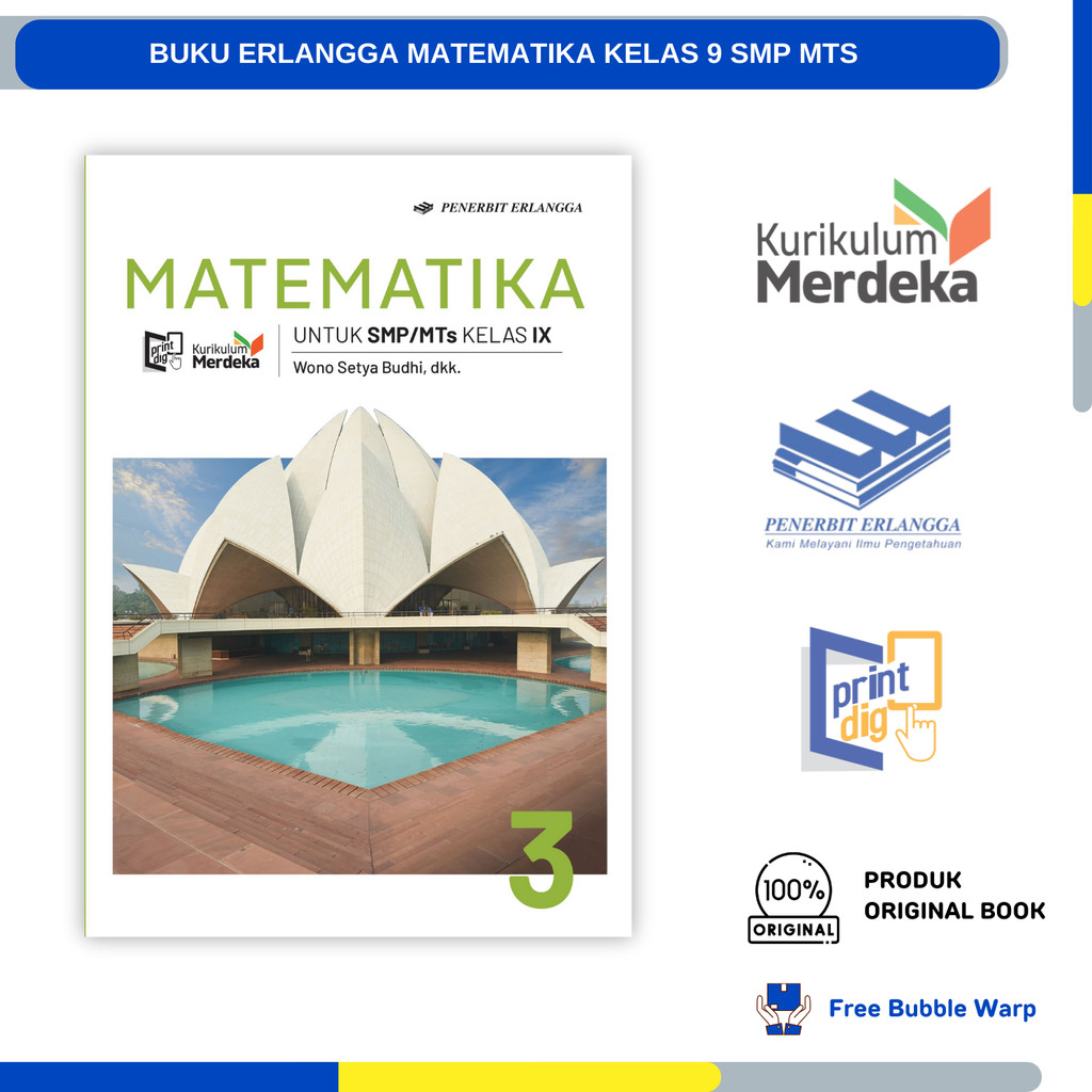 Jual Buku Paket MATEMATIKA Kelas 9 SMP/MTS Kurikulum Merdeka Penerbit Erlangga | Shopee Indonesia