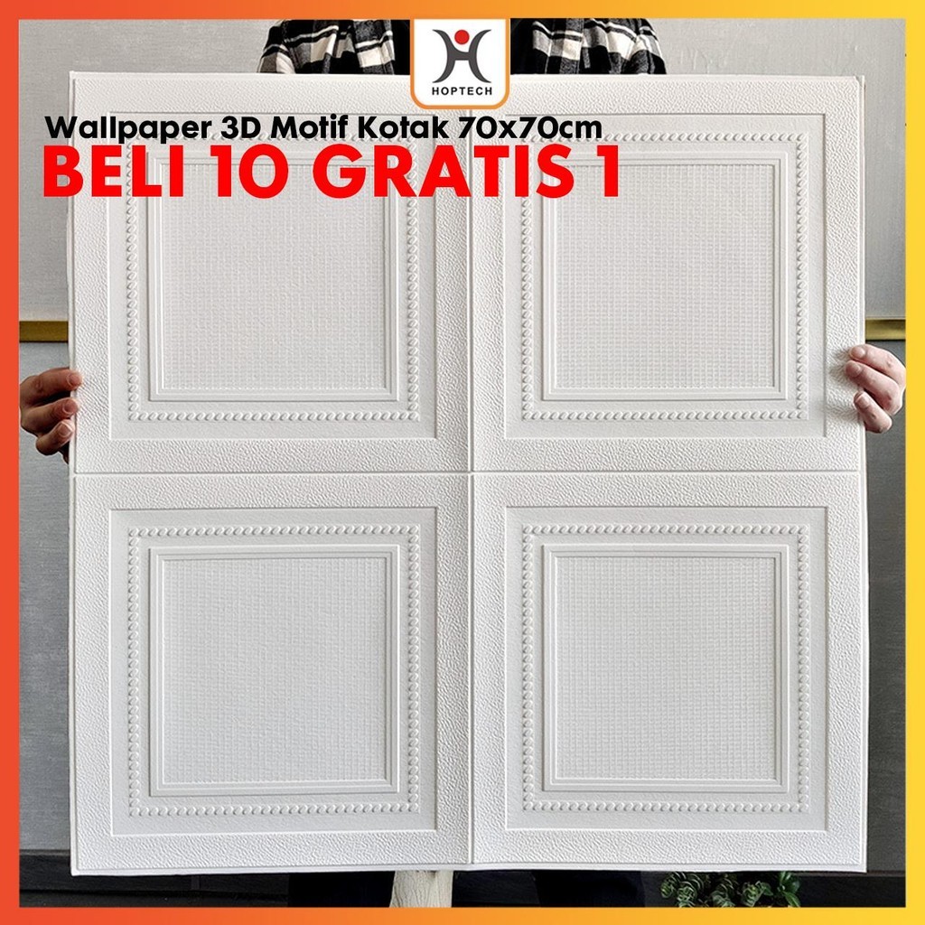 Jual (BELI 10 GRATIS 1) Wallpaper Dinding 3D Motif kotak-kotak 70x70cm ...