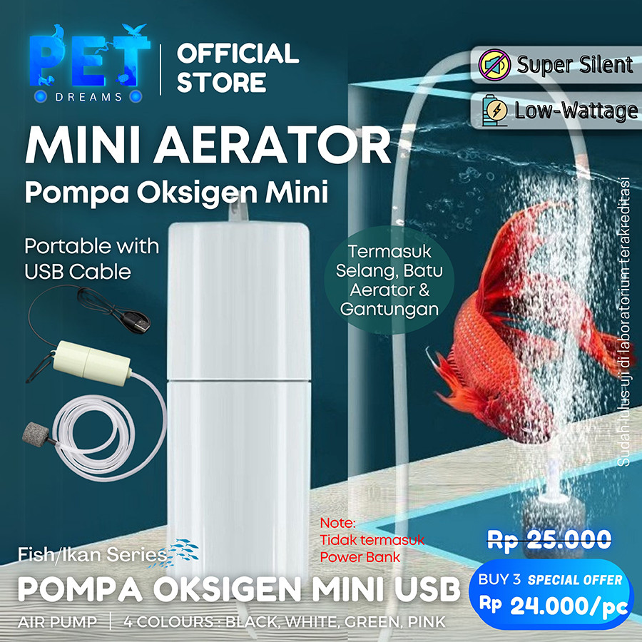 Jual Portable Mini Aerator USB Aquarium Air Pump Pompa Oksigen Airator ...