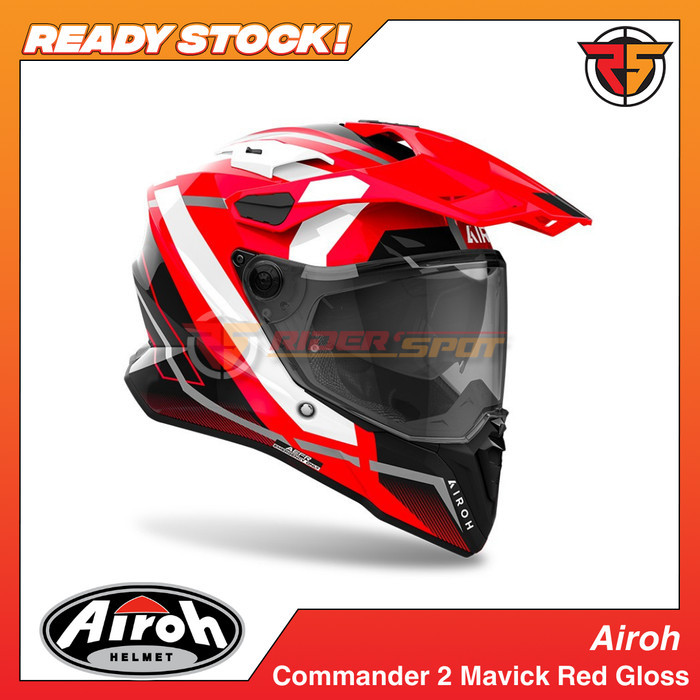 Jual Helm Motor Airoh Commander 2 Mavick Red Gloss Adventure Helmet ...