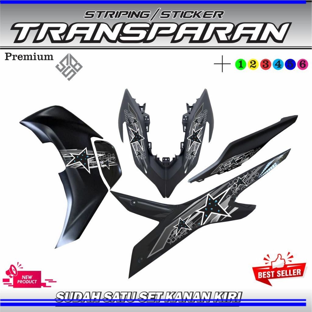 Jual Striping Transparan Bintang Aerox New Connected Sticker Bening ...