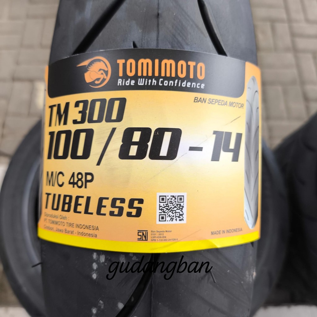 Jual ( TM300 ) TOMIMOTO 100 80 14 TM-300 Ban DONAT WETLOOK BULAT MATIC VARIO BEAT TUBELESS FREE ...