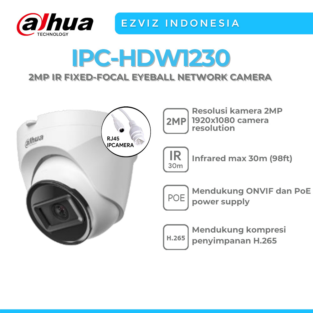 Jual DAHUA IPC-HDW1230 2MP IR FIXED-FOCAL EYEBALL NETWORK CAMERA | Shopee Indonesia
