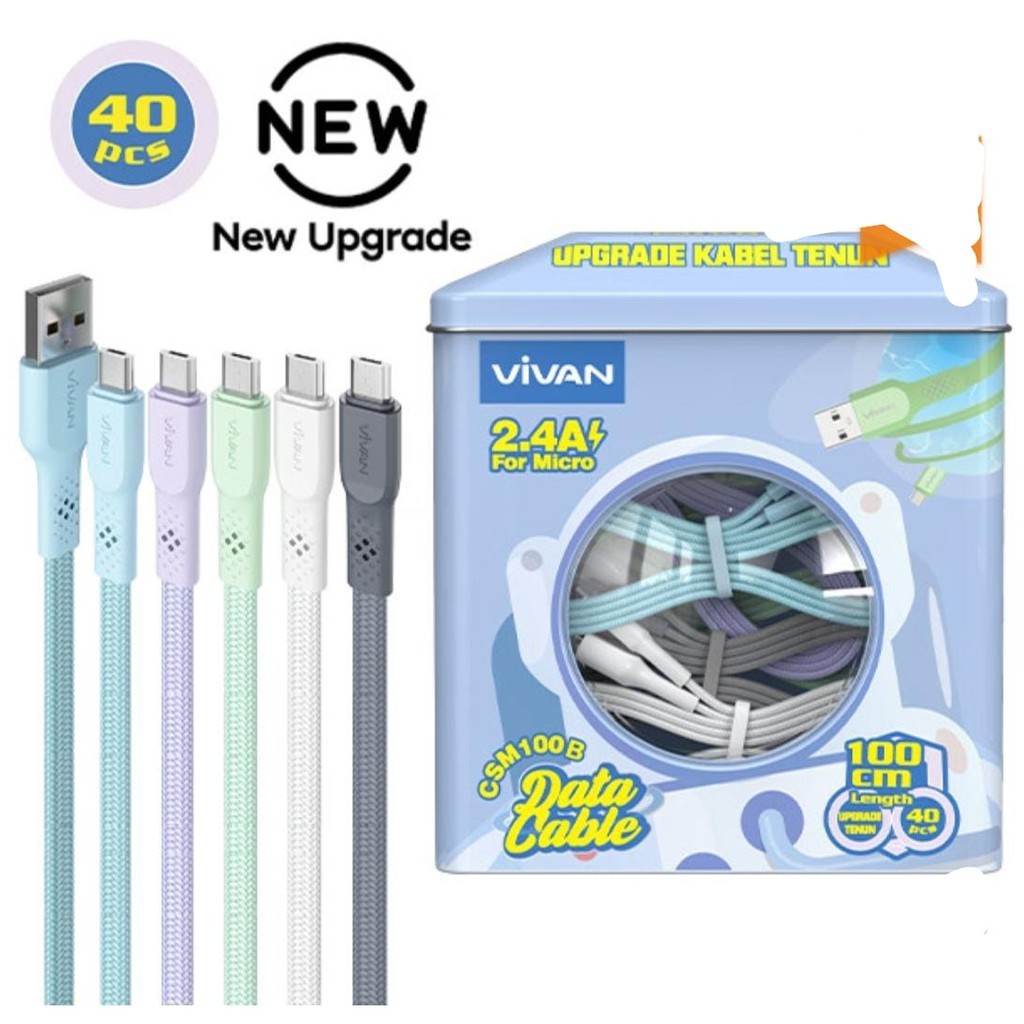 Jual VIVAN CSM100 B MICRO USB / IPHONE 100cm 1 Toples Isi 40 Pcs Data ...