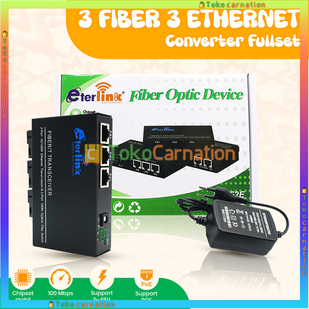 Jual 10/100M 3F3E Switch Ethernet Media Fiber Optik Reverse POE Media ...