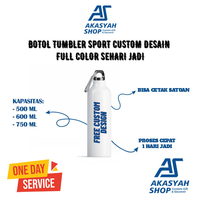 Jual Botol Minum Tumbler Sport Custom Desain Logo Full Print Alumunium ...