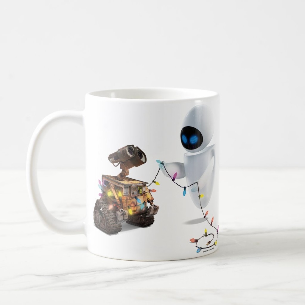 Jual Mug Custom Wall-e & Eva With The Lamp Holding Plant Coffee Mug ...