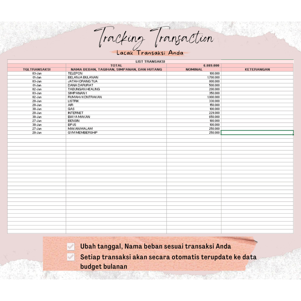 Jual Template Ms Excel untuk Merencanakan Budget Bulanan dan Mengecek ...