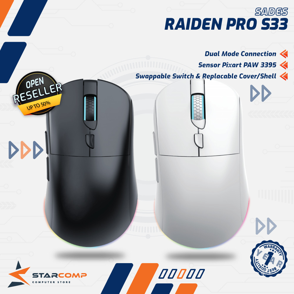 Jual Sades Raiden Pro S33 Mouse Gaming Wireless Modular Dual Mode | Shopee Indonesia