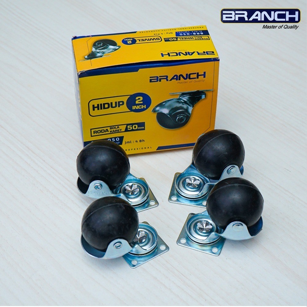 Jual SET Roda Bola Karet 2 Inch 50 mm Branch Roda Trolley Etalase ...