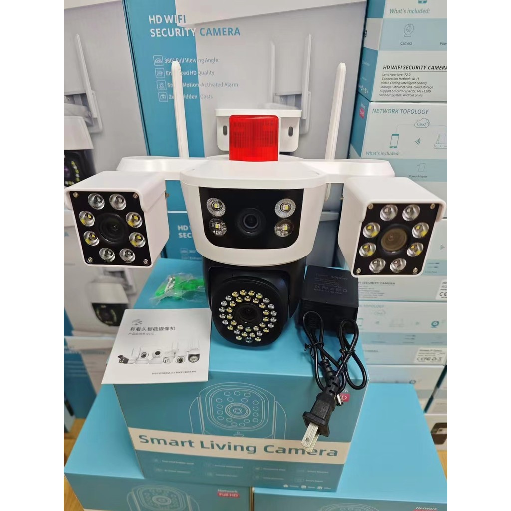 Jual 6MP Triple LENS Yoosee APP Full Color Motion Detection Wireless PTZ WIFI IP Dome Camera AI ...