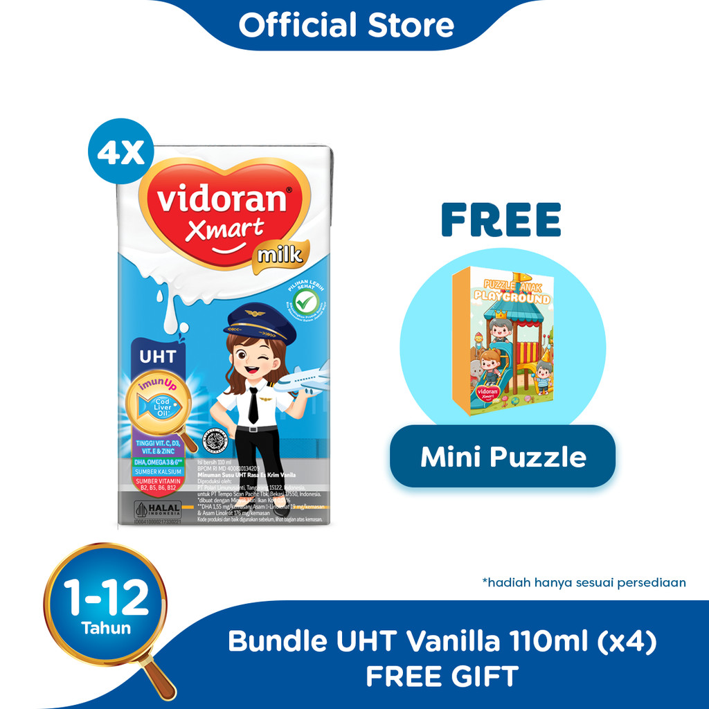 Jual vidoran Xmart UHT Es Krim Vanila 110ml Susu Cair Anak - 4 pcs ...