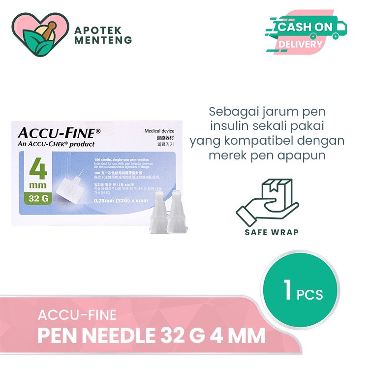 Jual Accu-Fine Pen Needle 32G 4 mm 1Pcs - Jarum Insulin | Shopee Indonesia