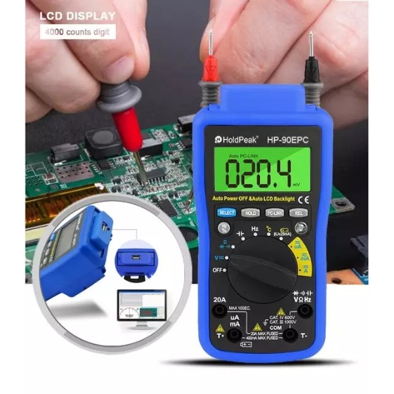 Jual HoldPeak HP-90EPC Multimetro Auto Range Digital Multimeter Meter ...