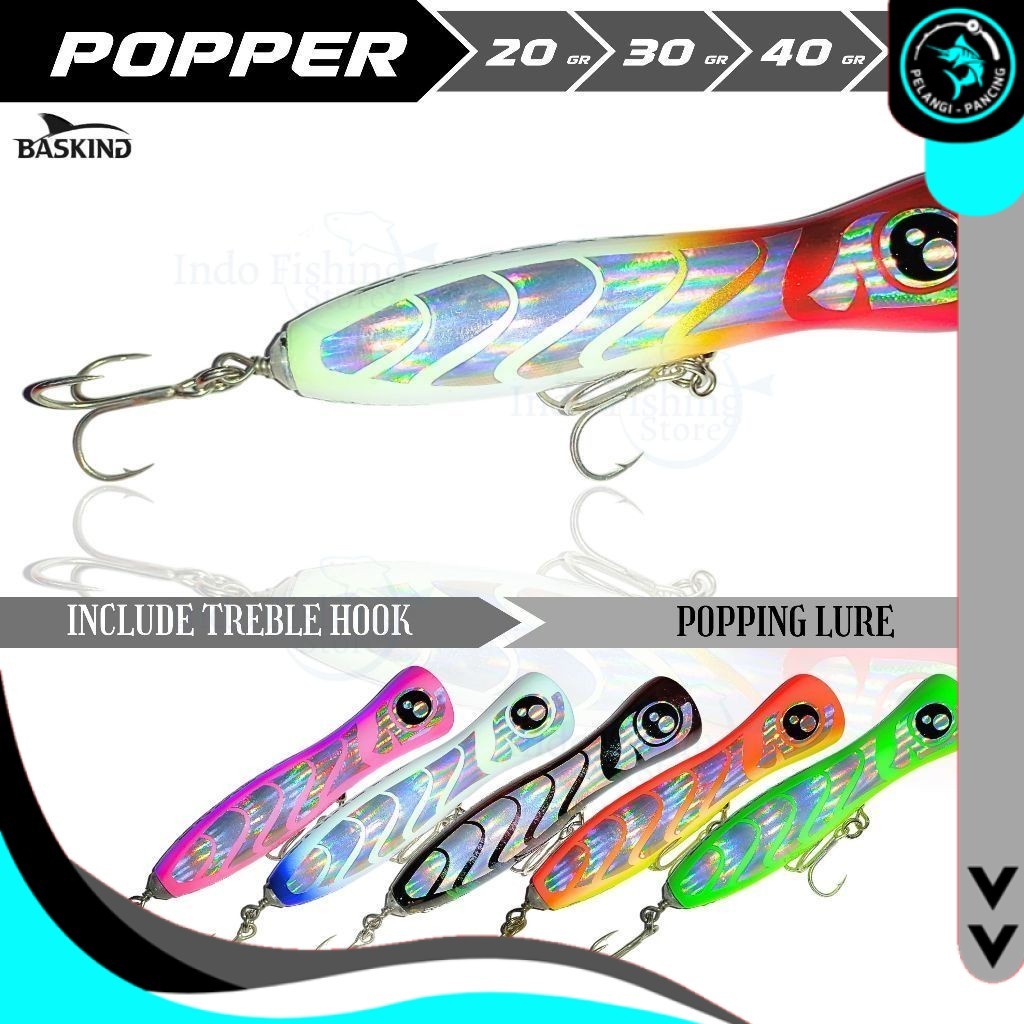 Jual Umpan Mancing Basking Popping POPPER Include Treble Hook Floating ...