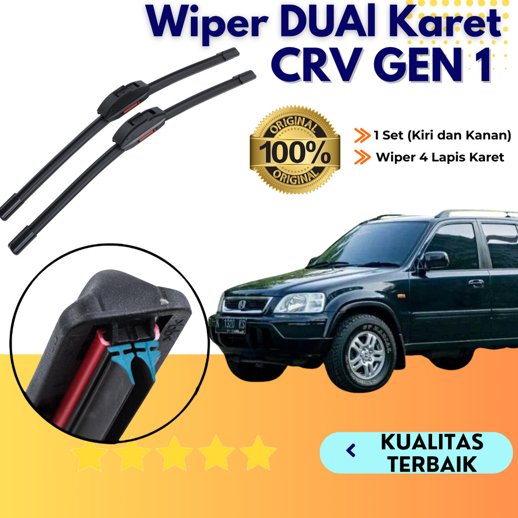 Jual Wiper Double Karet / Dual Karet 2 Lapis Karet CRV Lama Sapuan Kaca Mobil Model Frameless ...