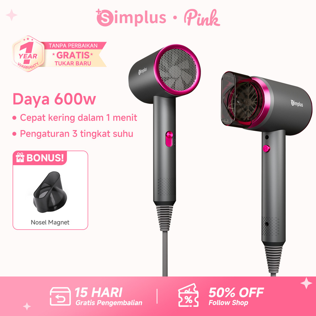 Jual Simplus Pink Hair Dryer 600w Pengering Rambut Low Watt | Shopee Indonesia