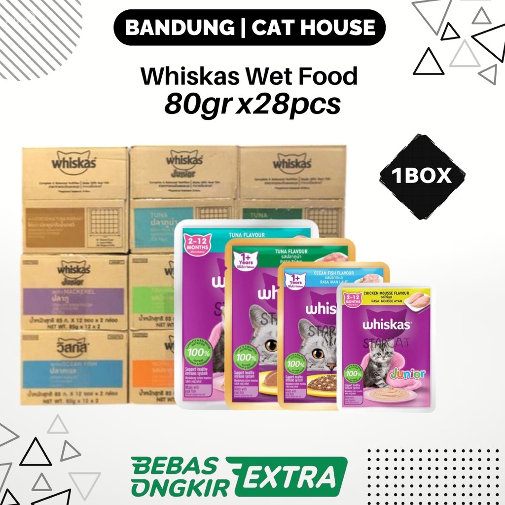 Jual WHISKAS POUCH 80gr Junior & Adult 1 Dus ( isi 28 Pcs ) | Shopee ...