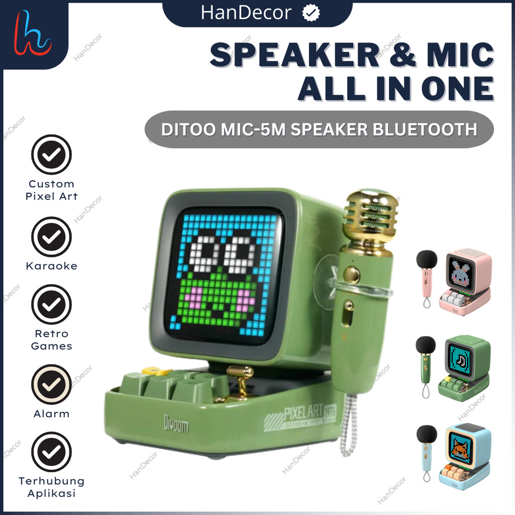 Jual Speaker Mini Ditoo Plus Mic Pixel Art RGB Portable With Bluetooth ...