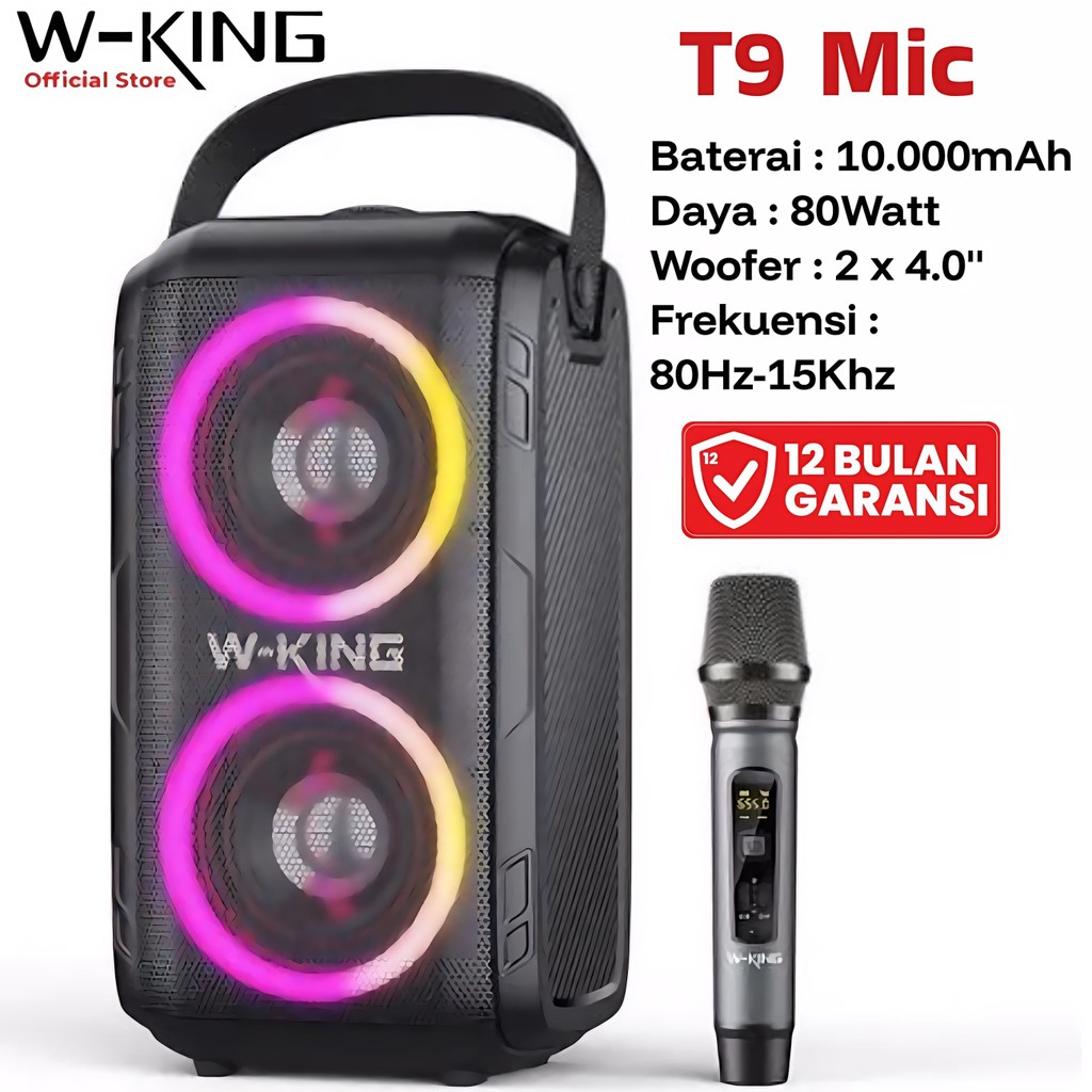 Jual WKING Speaker Bluetooth Karaoke Portable Travelling T9 Mic karoke ...