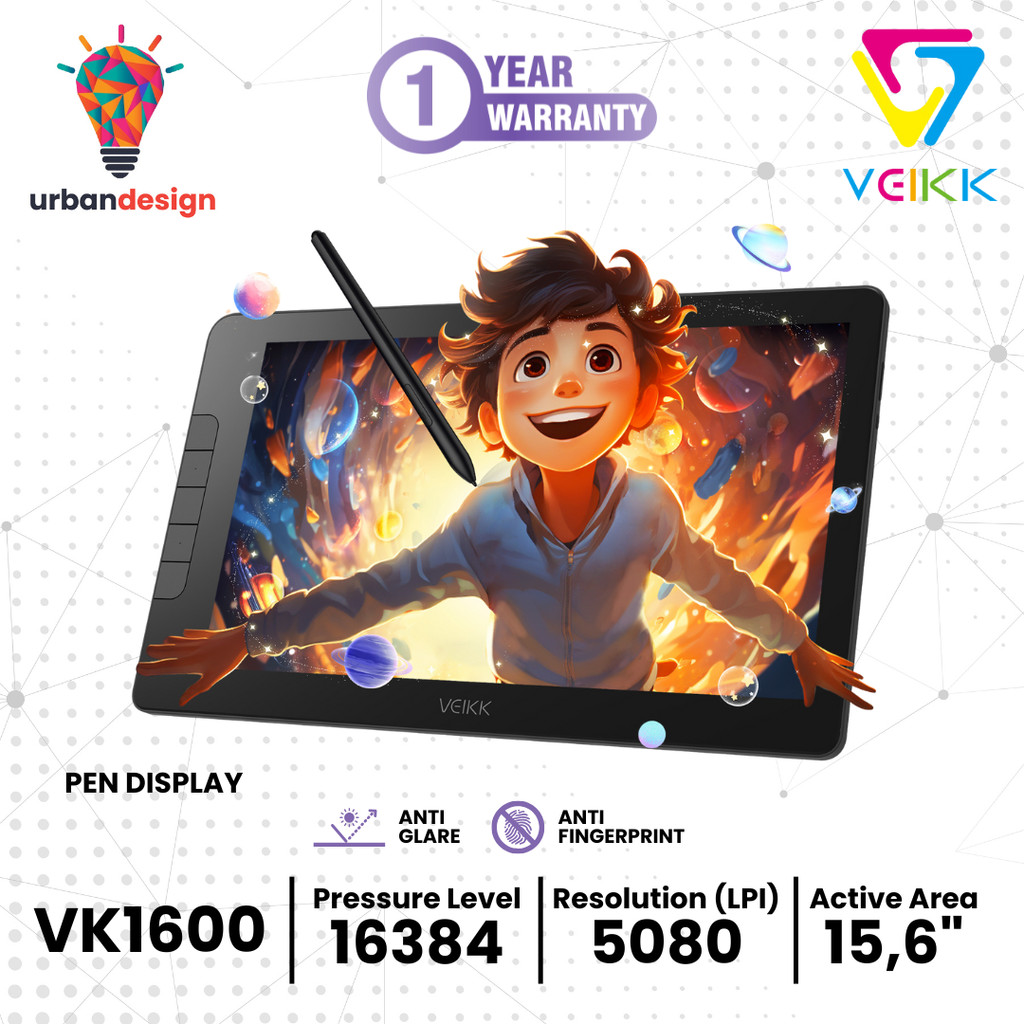 Jual Veikk VK1600 Studio 16 Pen Display 15,6 Inch with Stand and Two ...