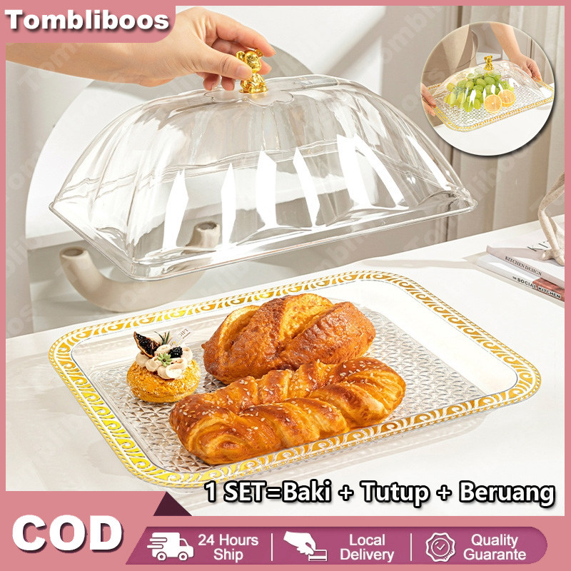 Jual Tombliboos Set Nampan Dan Tutup Roti Emas Mewah Aesthetic/ONE SET ...