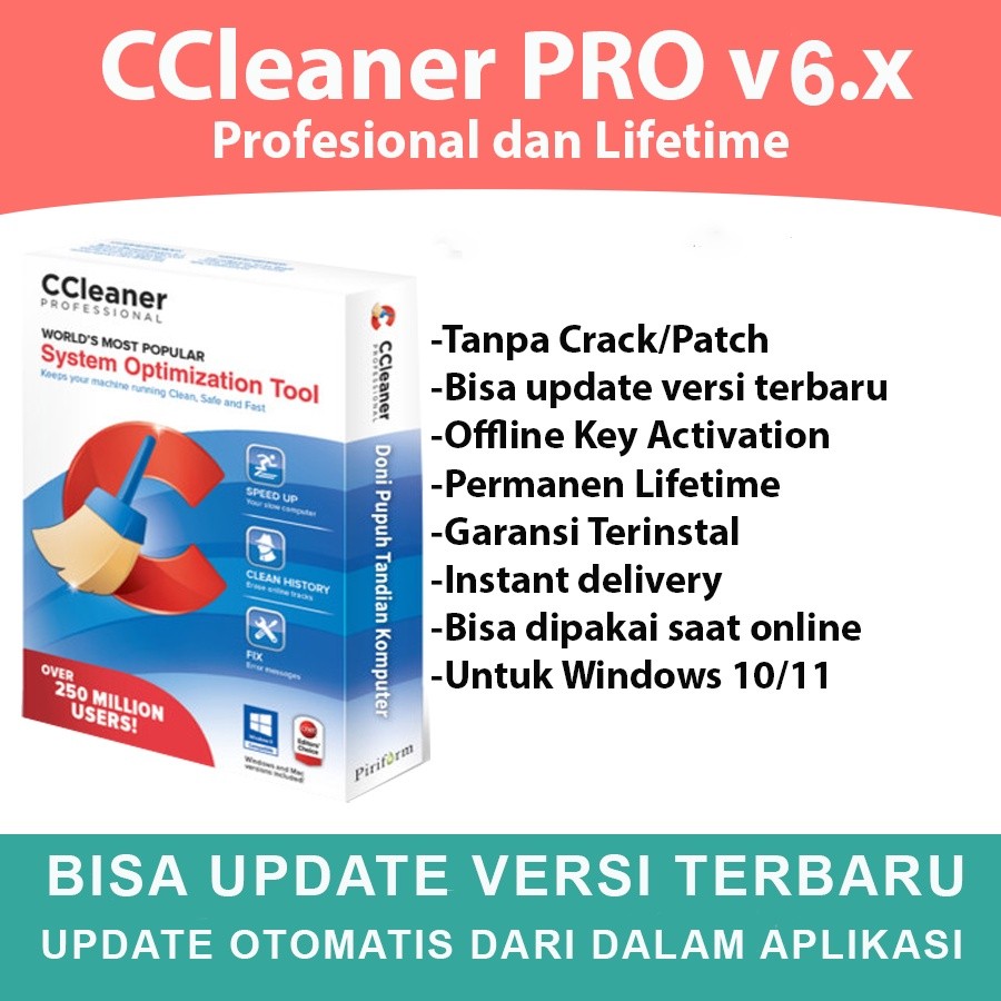 Jual Software CCleaner Pro Full Version aplikasi Antivirus dan Pembersih file sampah | Shopee ...