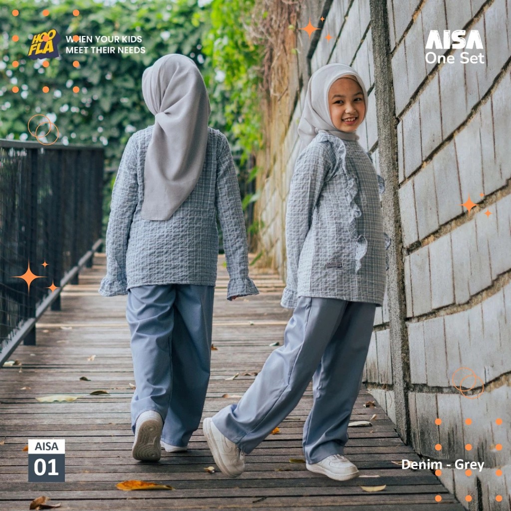 Jual HOOFLA Setelan Baju Anak Perempuan Bahan Crinkle Usia 3-12 Tahun Aisa One Set | Shopee ...