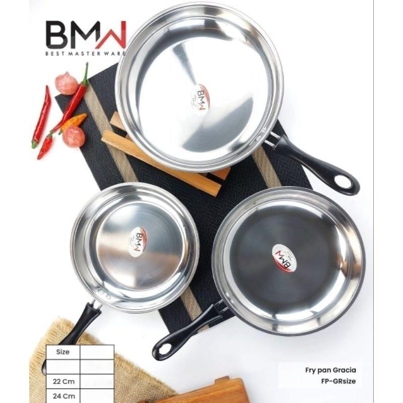 Jual SURIA PENGGORENGAN BMW Fry pan stainlees steel GRACIA 22 CM dan 24 ...