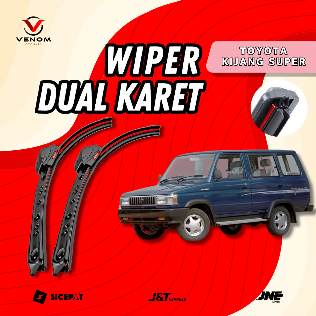 Jual 1 SET (2 PCS) Wiper Dual Blade - Toyota Kijang Super - Wiper 2 Lapis Karet Frameless Model ...