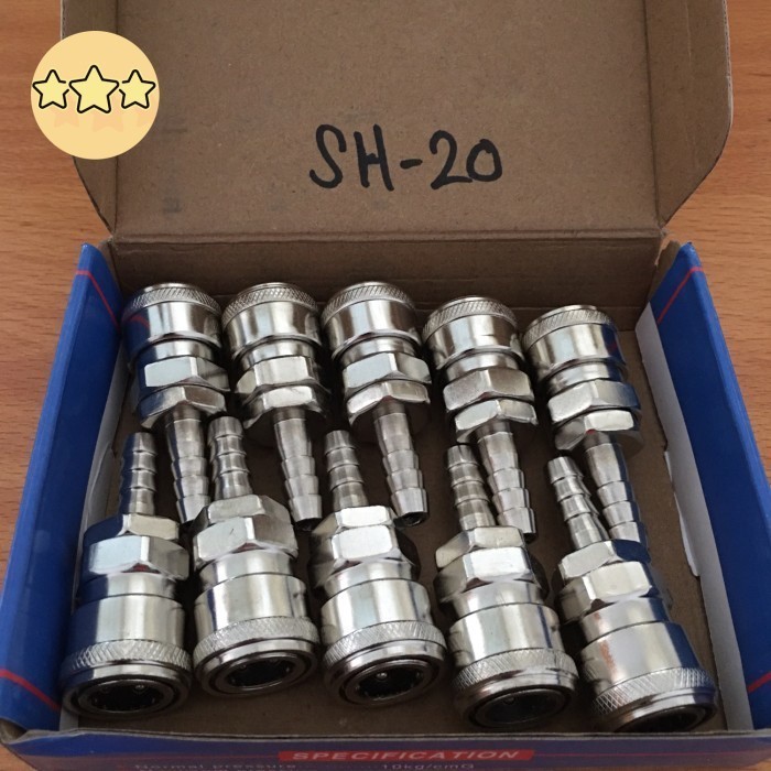 Jual QUICK COUPLER SH20 8MM sambungan selang kompresor recoil kopler SH ...