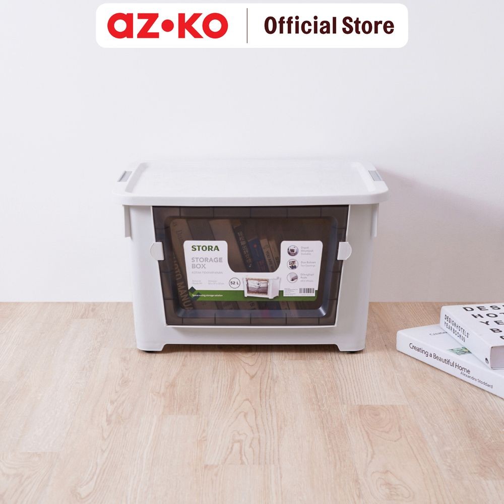 Jual AZKO Stora 52x37x33 cm Kotak Penyimpanan Dengan Roda - Putih ...