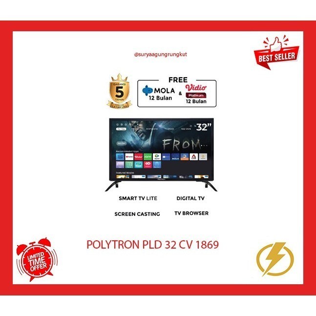 Jual LED POLYTRON SMART LITE DIGITAL TV 32 INCH - PLD 32 CV 1869 | Shopee Indonesia