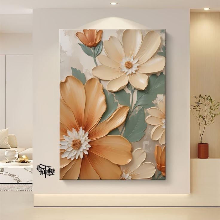 Jual lukisan bunga ukuran 120x80 cat akrilik acrylic simple floral ...