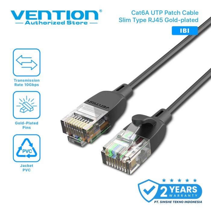 Jual Vention Kabel LAN Cat6a - UTP Gigabit Ethernet Cable RJ45 Slim ...