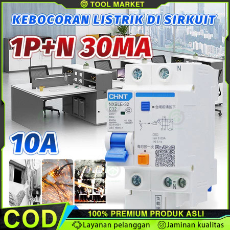Jual Circuit Breaker / 1P+N 30MA 6A / 10A / 25A / MCB DC 440V / Earth ...