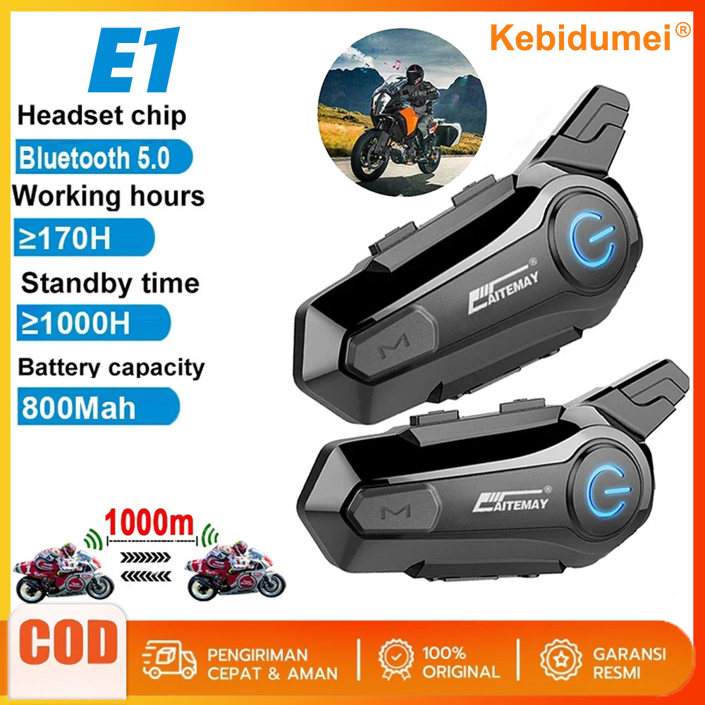 Jual [COD] E1 Intercom Helm Motorcycle Interkom Bluetooth 5.0 Headset ...