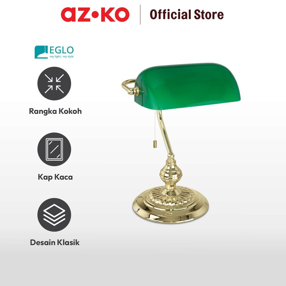 Jual AZKO Eglo Banker Lampu Meja E27 - Hijau/Brass Multifunctional ...