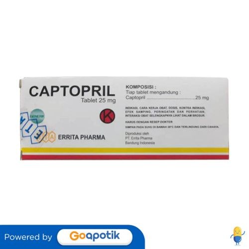 Jual Captopril Errita Farma 25 Mg Box 100 Tablet | Shopee Indonesia